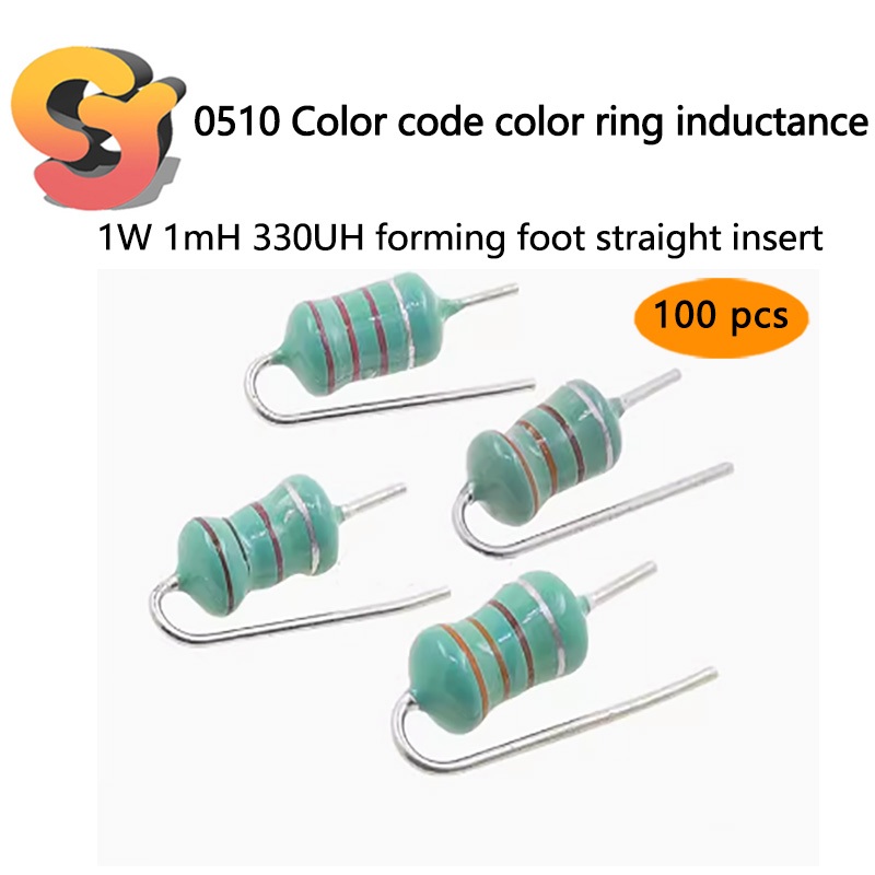 100pcs 0510 Color Code Color Ring Inductance 1W 1mH 330UH Molding Pin ...