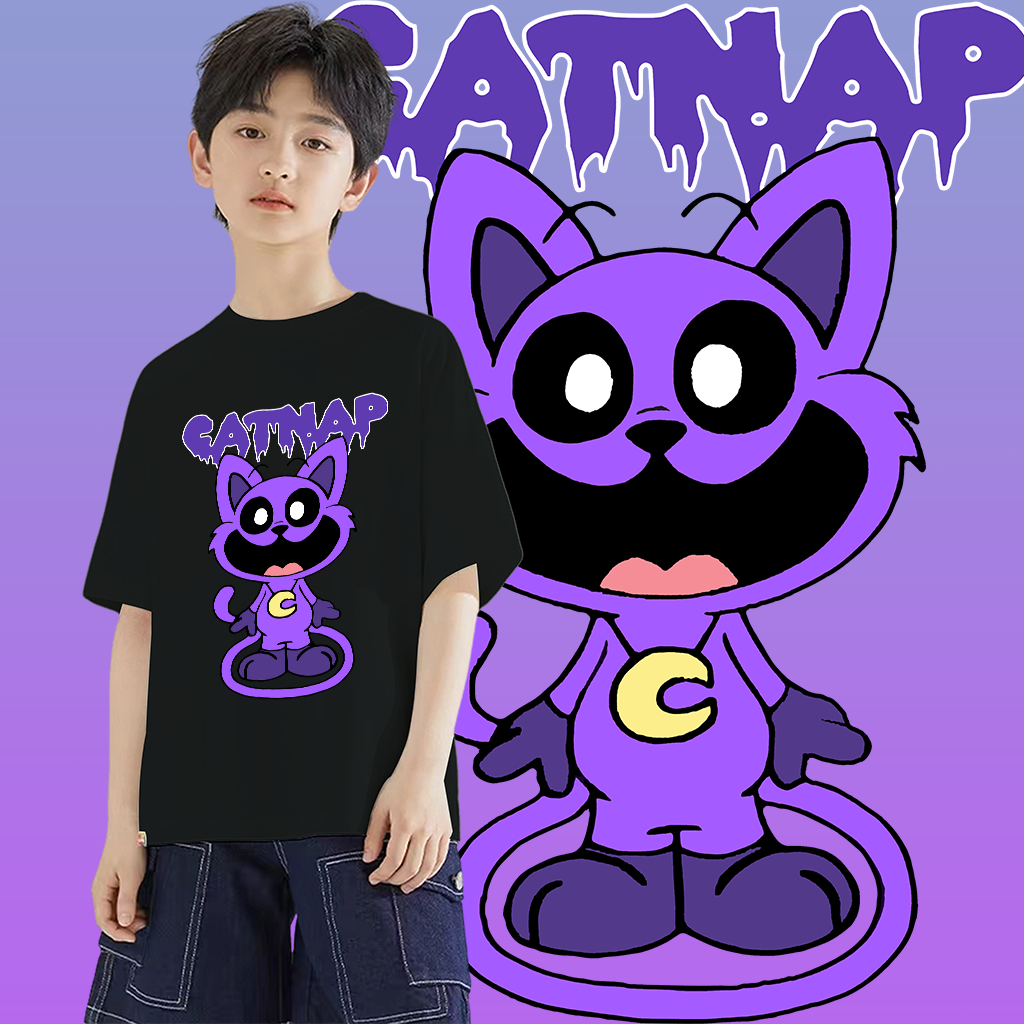 Catnap Poppy Playtime 3 Cotton Tshirt unisex baju budak cat nap smiling ...