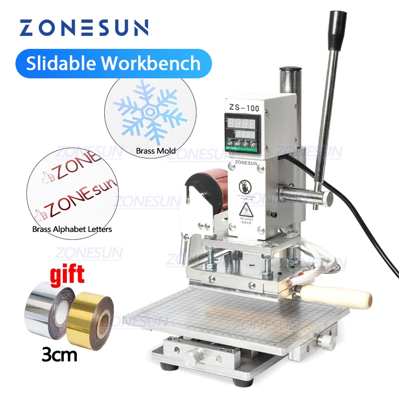 ZONESUN ZS-100C Digital Hot Foil Stamping Machine Leather Embossing ...