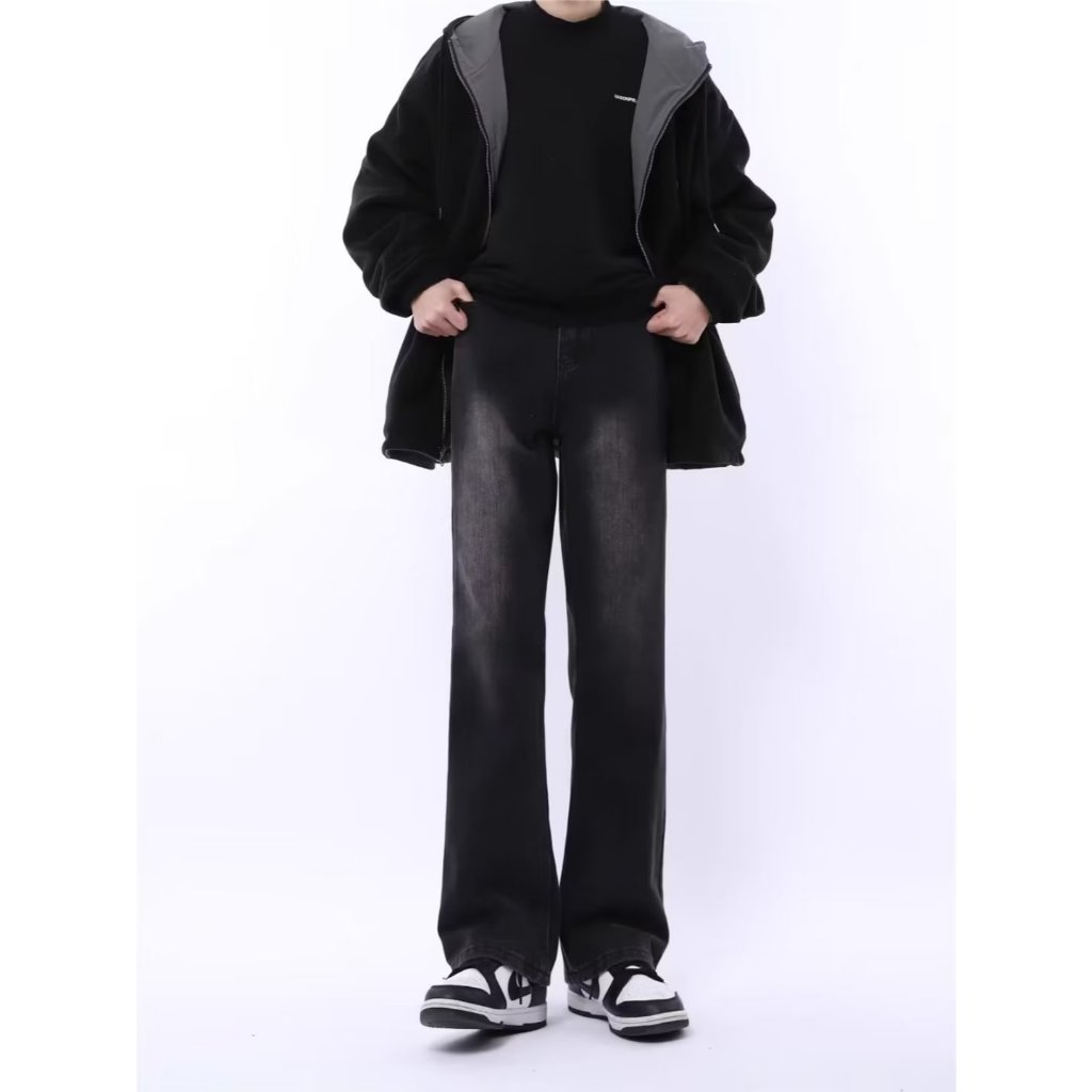 American style retro casual men's straight leg jeans fashion seluar ...