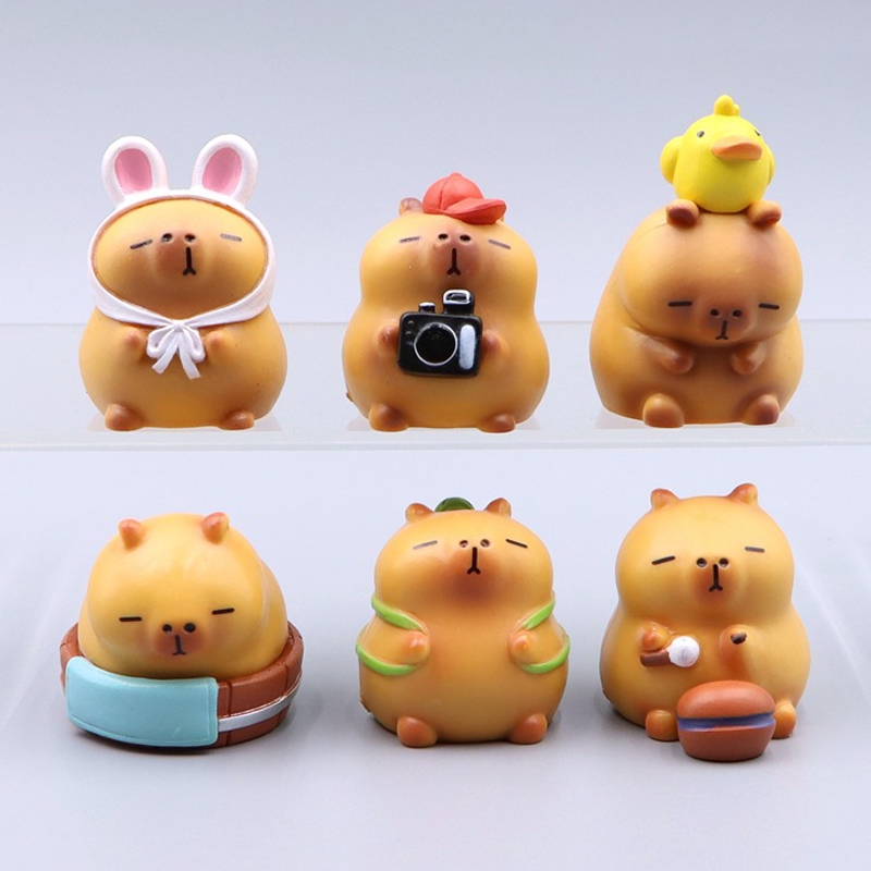 6Pcs/Set 6.5cm Cute Animal Capibara Capybara Figure Toys Simulation ...