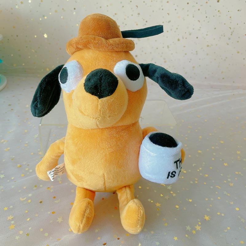 25cm This Is Fine Meme Coffee Dog Plush Toy Soft Stuffed Doll Stuffed ...