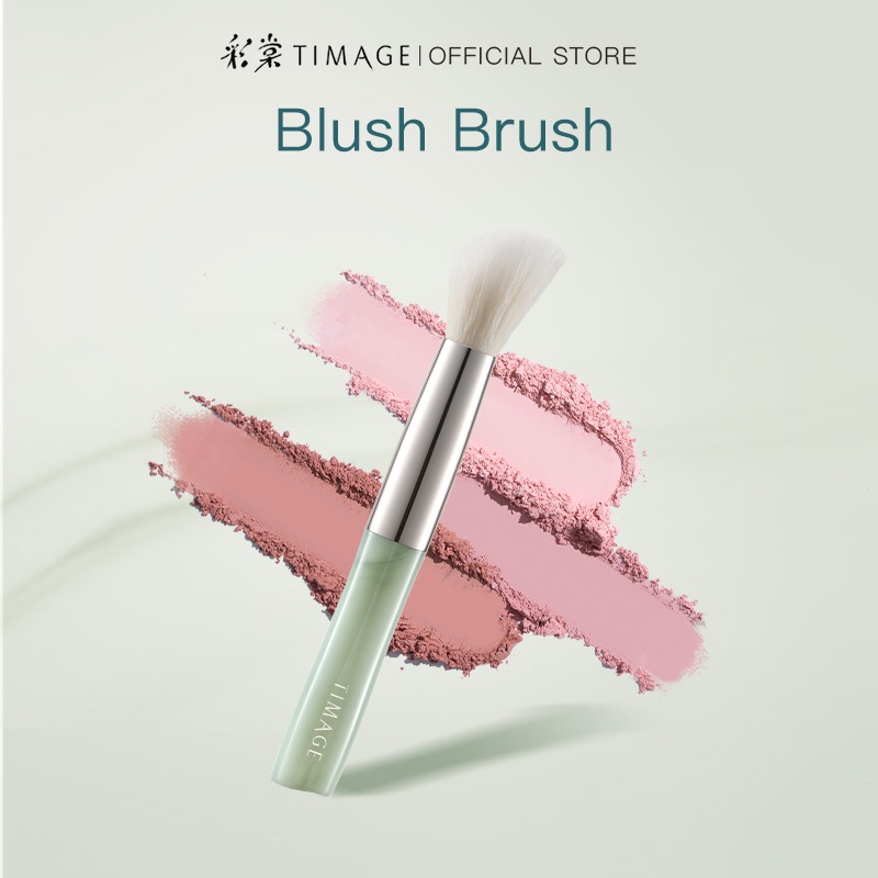 彩棠 TIMAGE Blush Brush with Tri-Color Blush Sloped Brush Head Dense ...