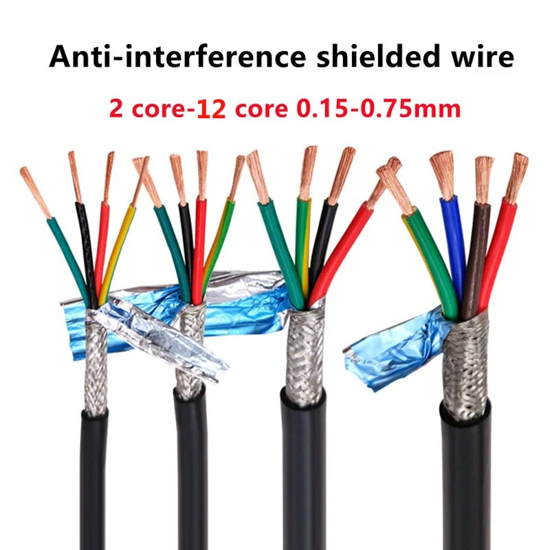 RVVP Shielded Cable 22/20/18 AWG 2/3/4/5/6/7/8/10/12 Cores Shielded Control Signal Copper Wire ...