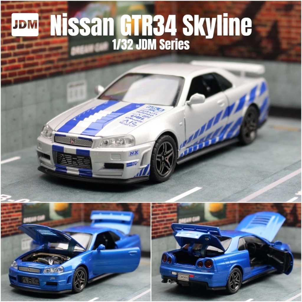 1/32 Nissan GTR R34 JDM GTR sports car GTR Toy Car Model Diecast Racing ...