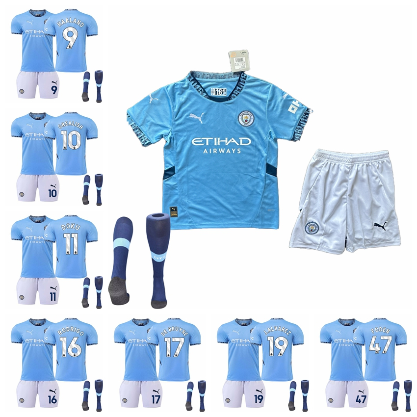 2024-25 Season Manchester City F.C. Home Football Jersey Kits Haaland ...