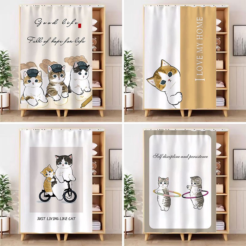 Cartoon Cat Locker Block Curtain | Shopee Malaysia