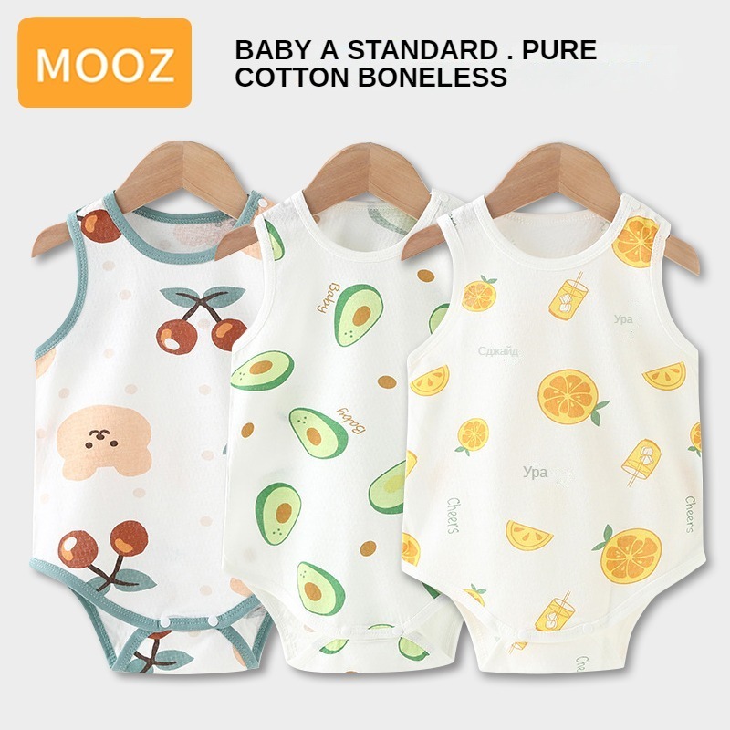 MOOZ Baby Jumpsuit 2024 Summer Pure Cotton Boneless Baby Triangle ...