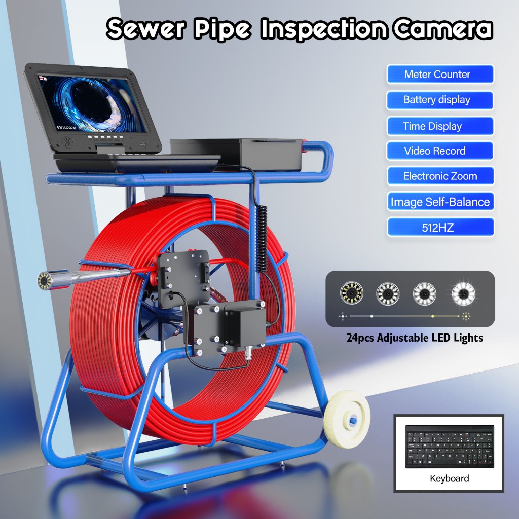 2MP Sewer Pipe Inspection Camera 10" Screen / Video record / Meter ...