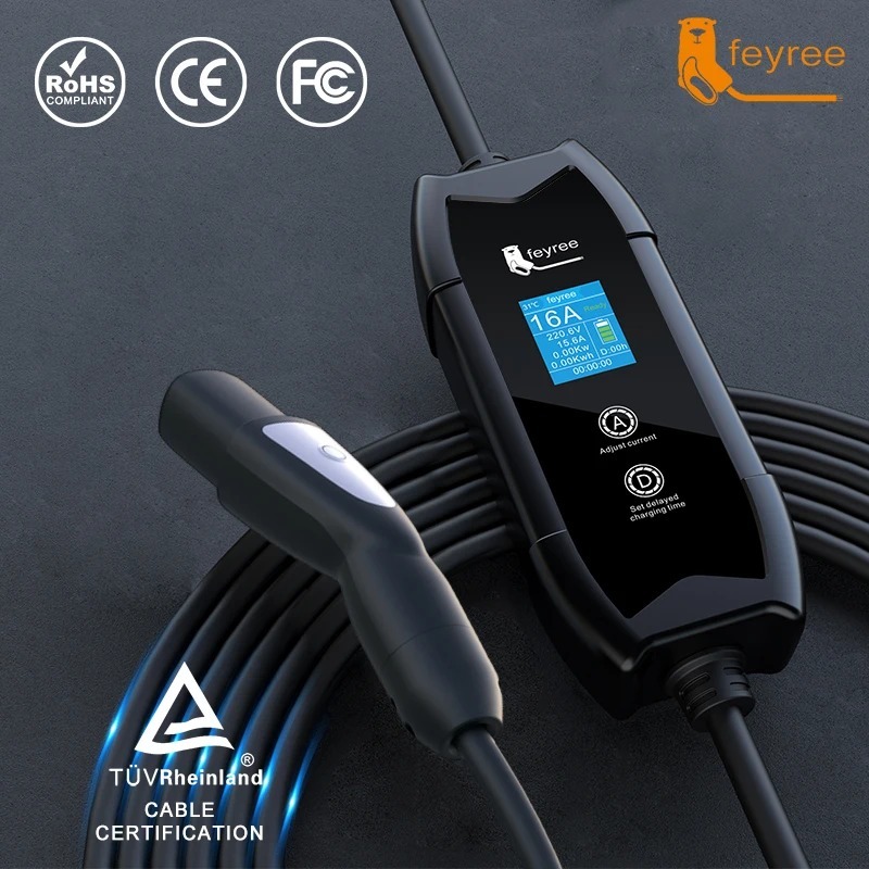 feyree EV Charger Portable 3.5kW Tesla NACS Charger Plug 1.8" LCD ...