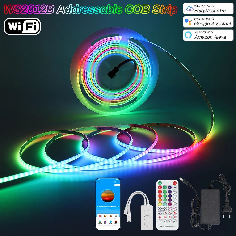 5mm Addressable COB LED Strip 5V WS2812B RGB-IC Dynamic Dream Color ...