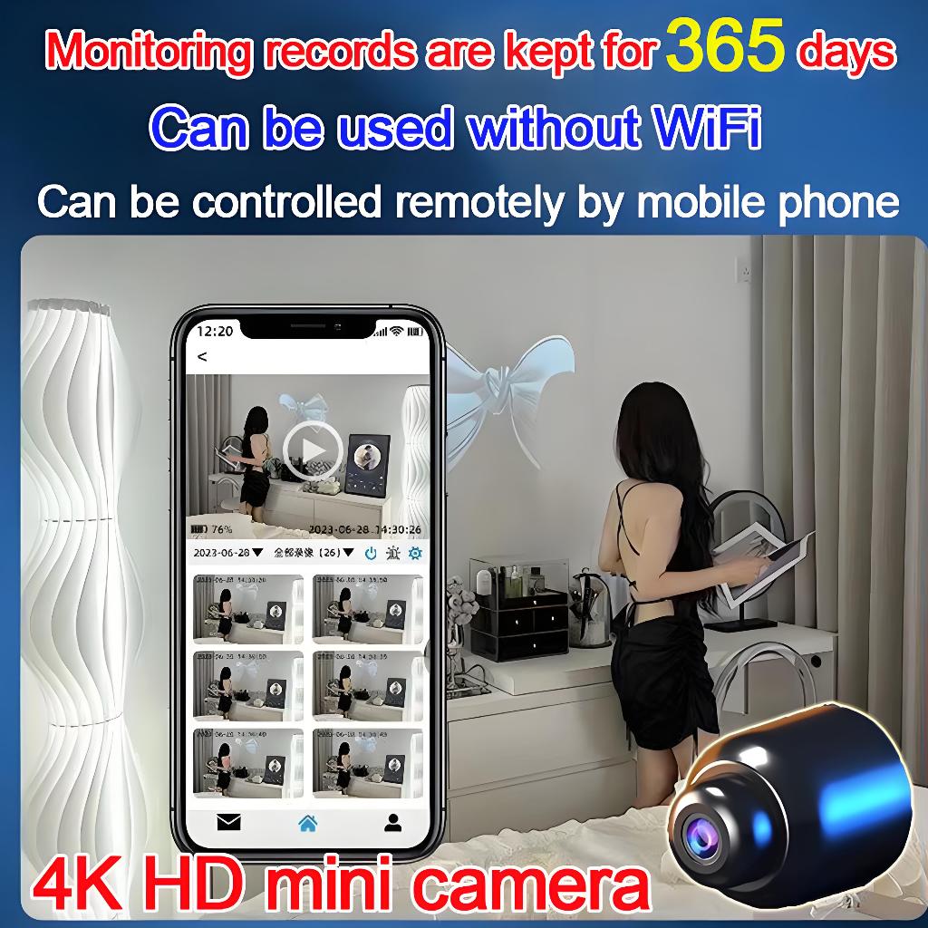 【100M clearly visible】 4K HD mini camera spy hidden camera 360 camera ...