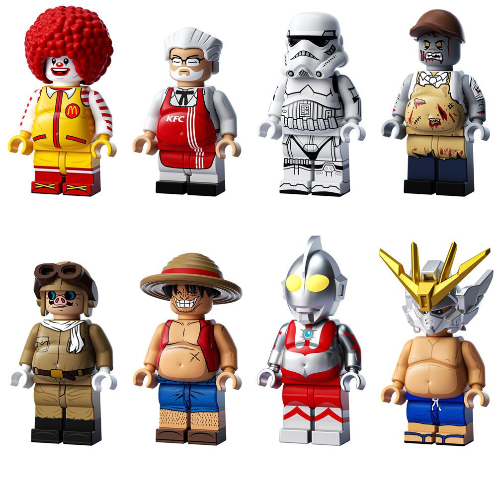 Block Toys Colonel Sanders Ultraman Luffy Red pig Figure Building Block ...