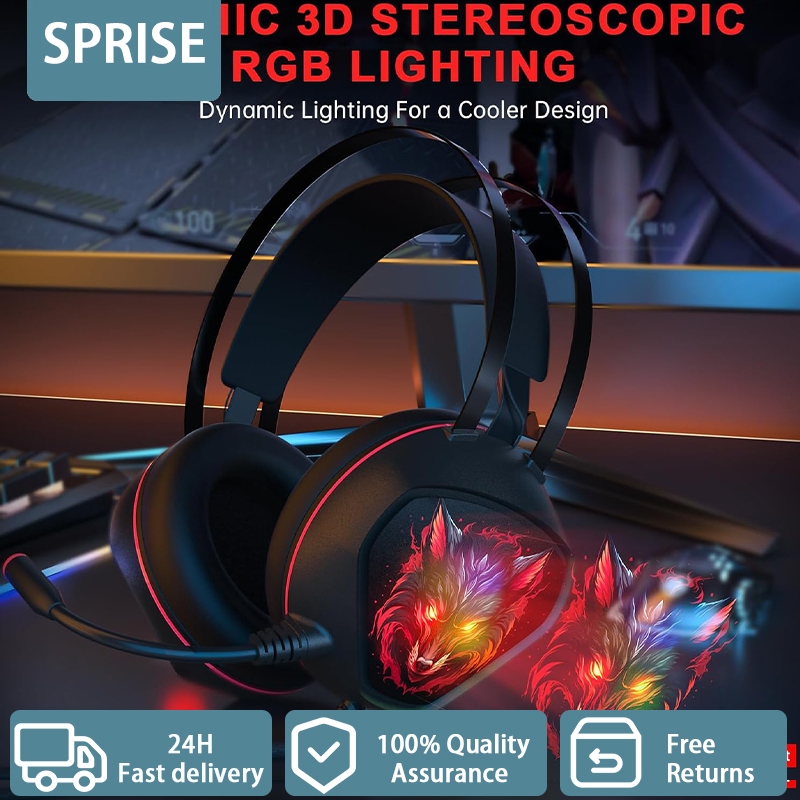 SPRISE CM7000 Gaming Stereo Headphone Wired Over-Ear Headsets with ...