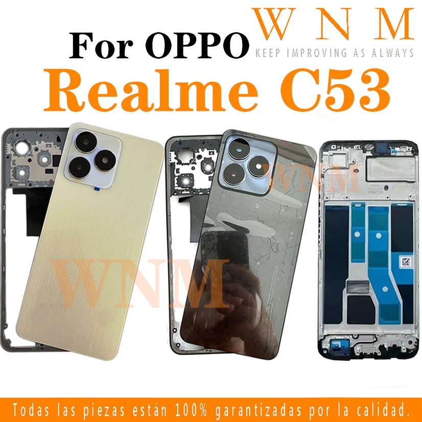 For Oppo Realme C53 RMX3760 LCD Front Frame Bezel Back Battery Cover ...
