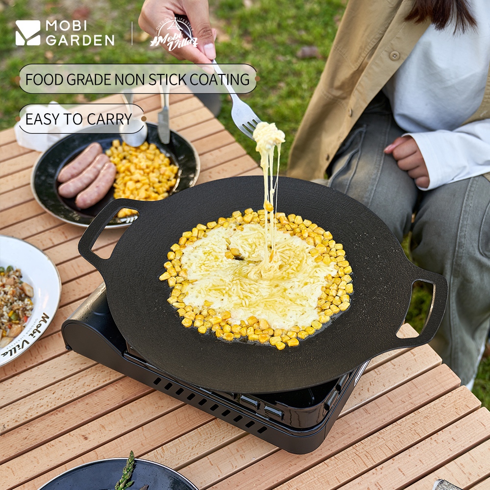 MOBI GARDEN BBQ Grill Pan Camping Barbecue Fying Pan Aluminum Come With ...