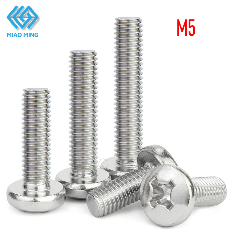 M5 pan head Phillips 304 stainless steel screw bolt skru flat GB818 pc ...