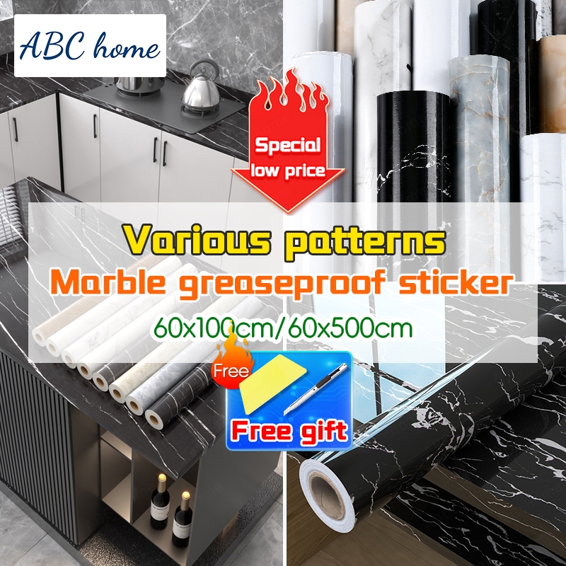 Marble Wallpaper Sticker Kertas Dinding Tahan Panas Waterproof Self ...