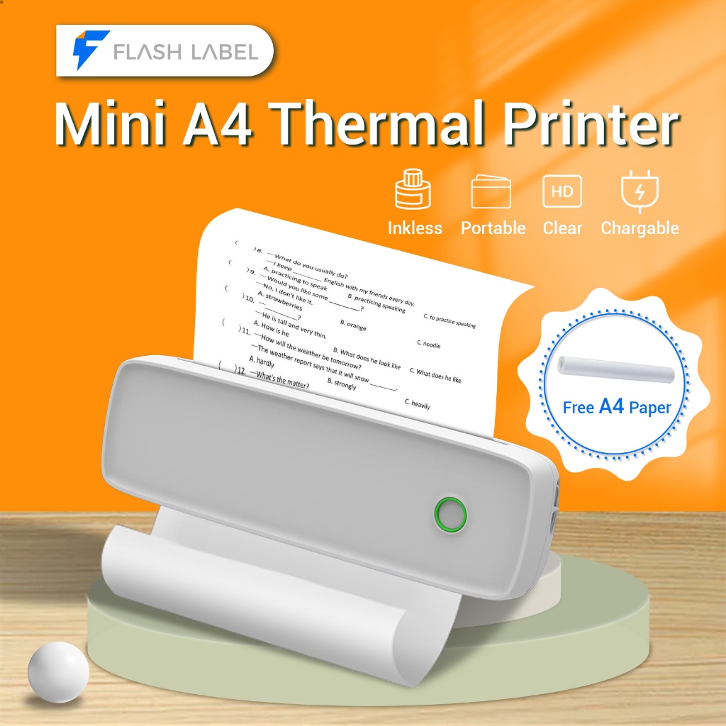 Flashlabel A4 Thermal Printer, HD 300 dpi Photo Printer Wireless ...