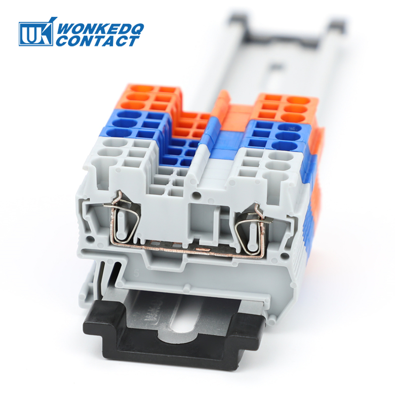 ST2.5 Spring Cage Terminal Block Din Rail Mount 2.5mm Cable Electric ...