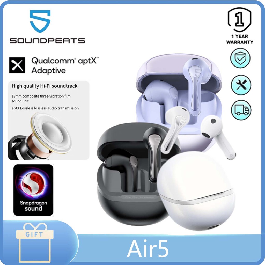 SoundPEATS Air5 Hi Fi audio quality Bluetooth earphones semi in ear AI ...
