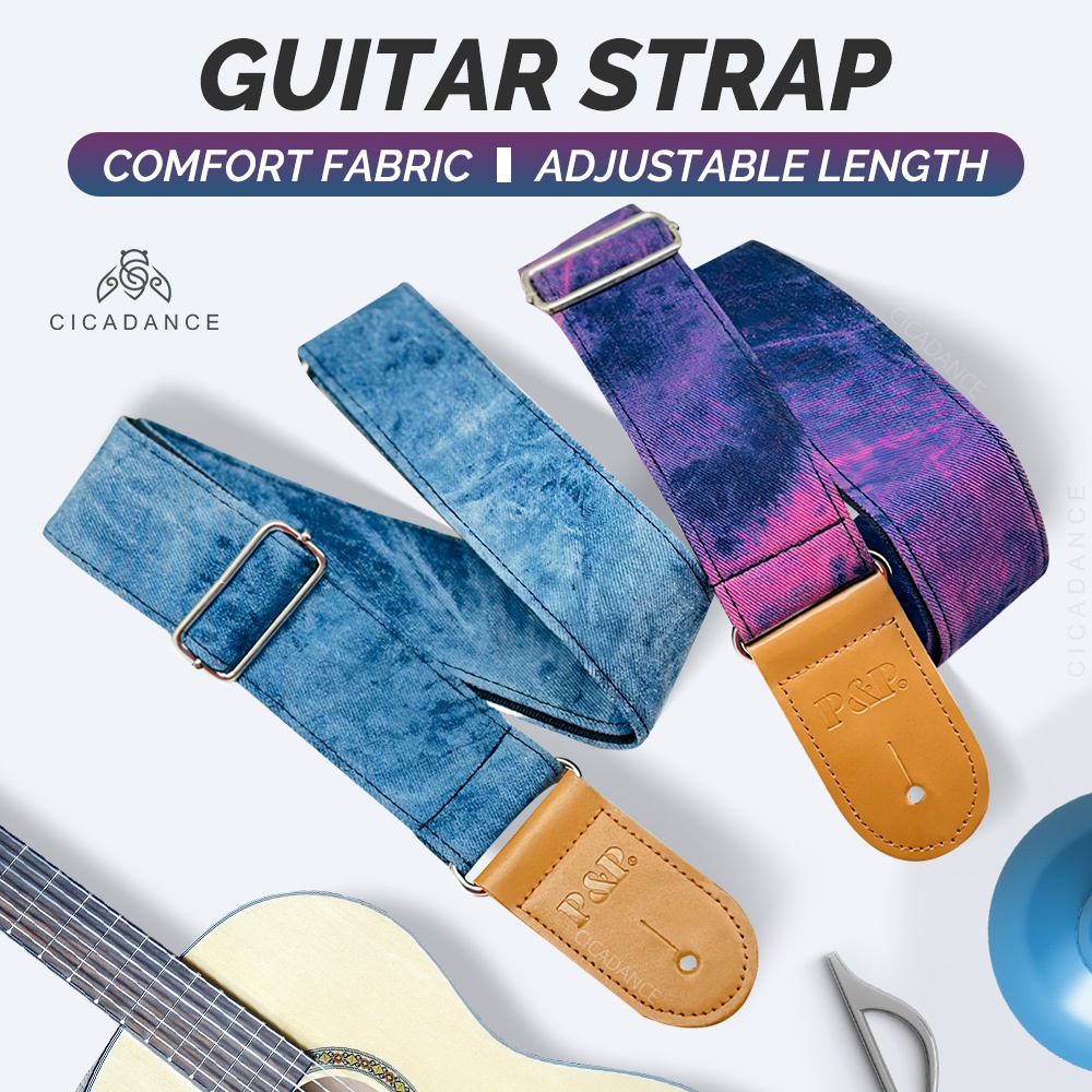 Purple Guitar Strap Adjustable Length Comfort Fabric Widening Shoulder ...