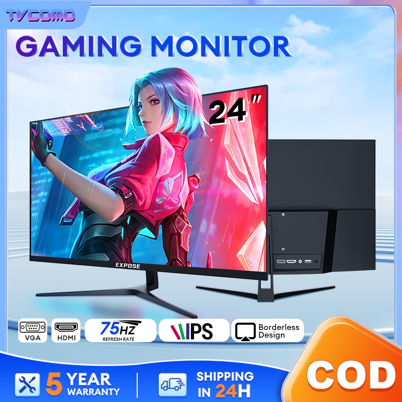 PC monitor 24 Inch Curved Monitor Gaming 75HZ 100HZ Flat HDMI Lcd ...