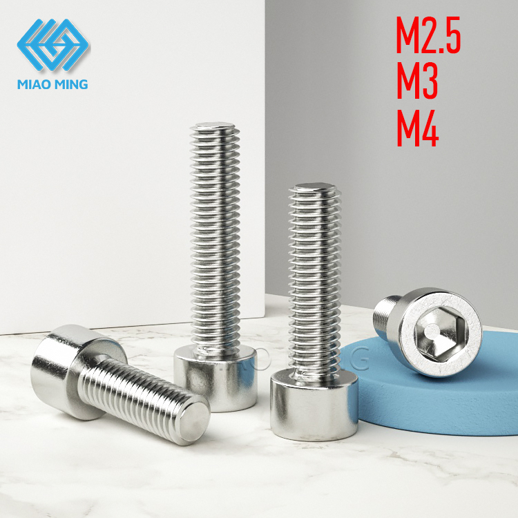M2.5 M3 M4 SHINY SURFACE Hex Socket Cap Head Screws 304 Stainless Steel ...