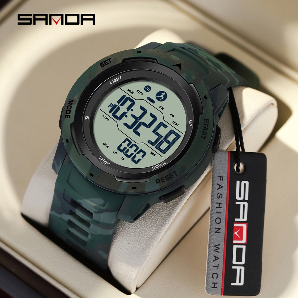 SANDA 2024 New 2186 Top Class Military Men's Watch Sports pedometer ...