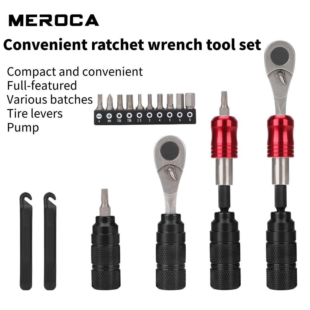 MEROCA Ratchet wrench Bicycle repair tool box Tire prying rod sleeve ...