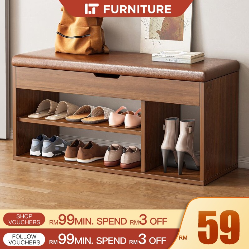 Modern Shoes Storage Cabinet With Stool Multifunctional Storage Bench ...