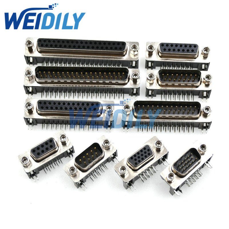 2PCS DB9 DB15 DB25 DB37 VGA Adapter Socket 2Rows 3Rows Blue Parallel Port 15 Pin D Sub PCB 90 ...