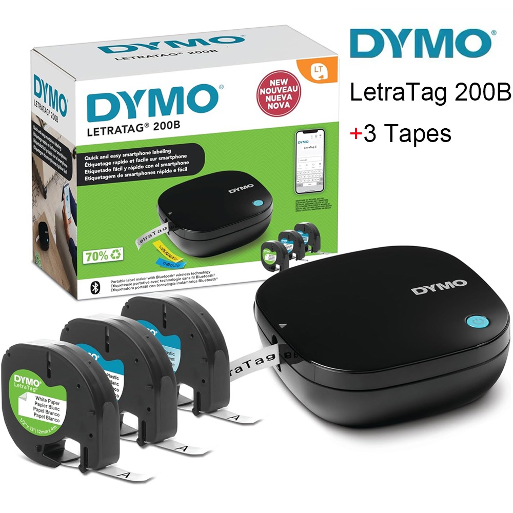DYMO LetraTag 200B Bluetooth Label Maker Compact Mini Wireless Label ...