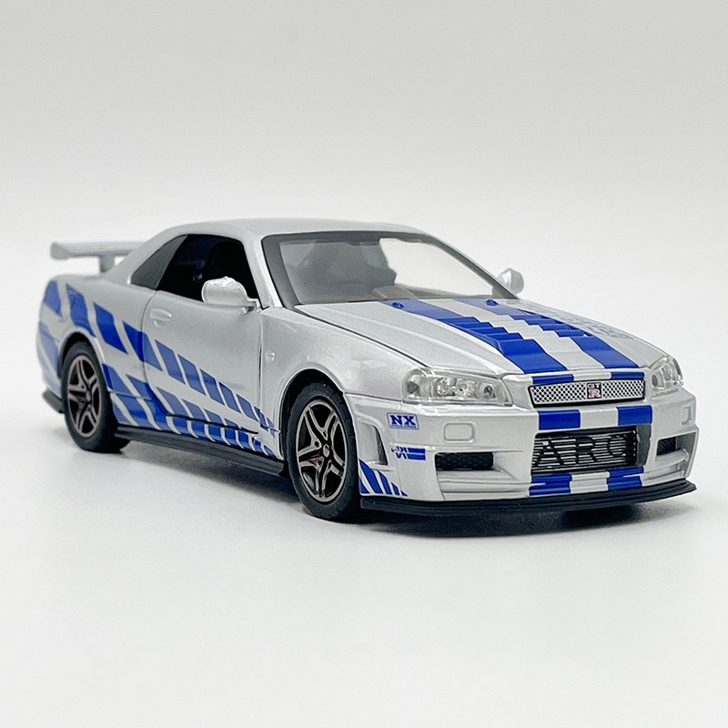 1:32 Diecast Car Model Toy Nissan GTR R34 Pulll Back With Sound ...