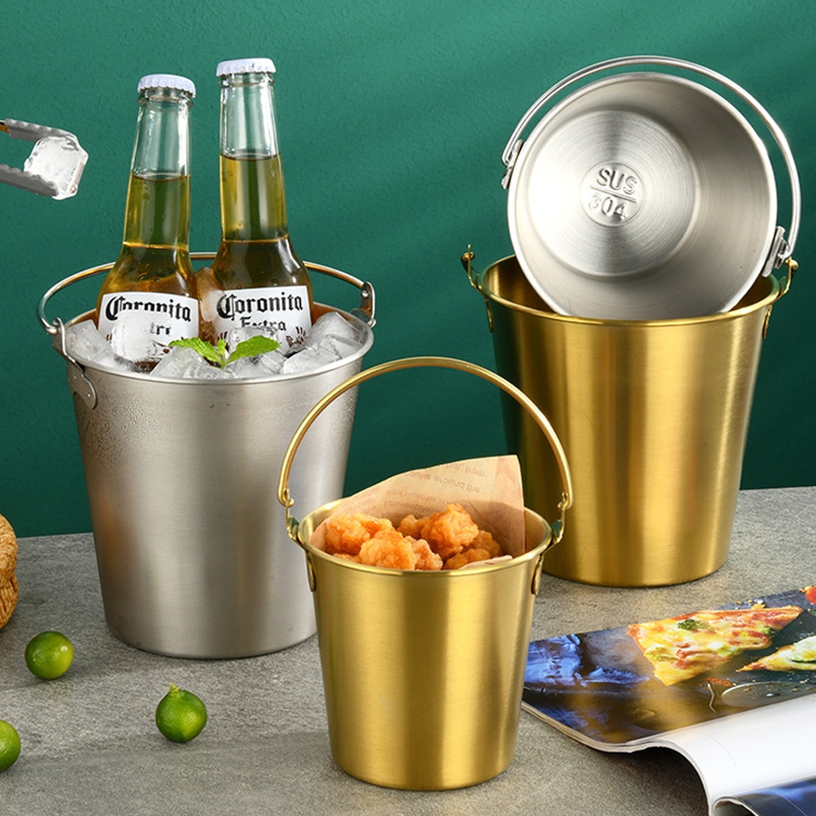 Oukeai 304 Stainless Steel Ice Bucket American Snack Bucket Stainless ...