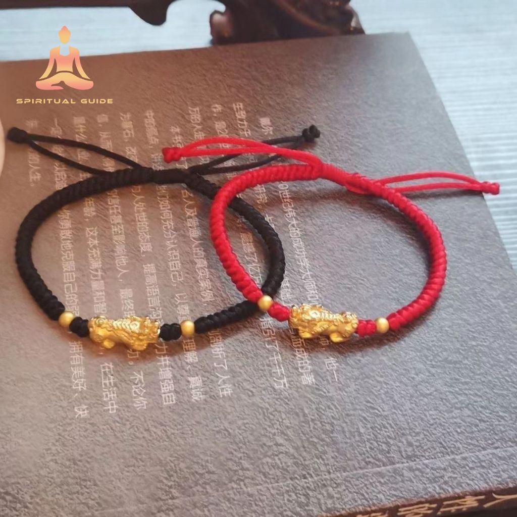 Handmade 916 Gold Pixiu Wealth Fortune Red String Couple's Piyao Lucky ...