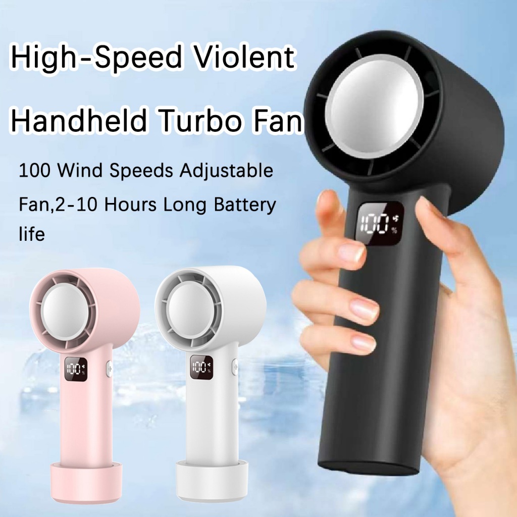 Portable USB Charging Fan 4000mA Battery Handheld Turbofan Strong Wind ...