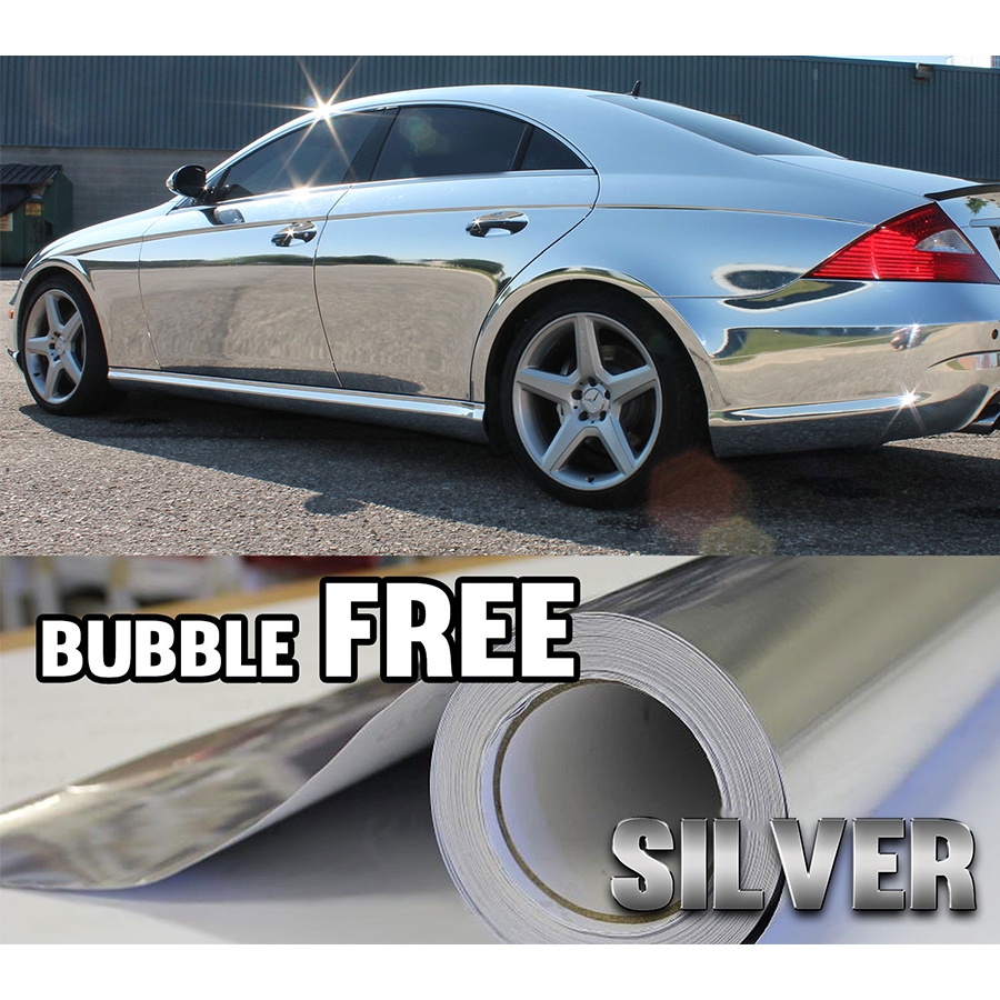 150cm 60" Silver Chrome Mirror Car Wrap Vinyl Covering Film Sticker ...