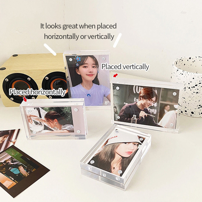 Acrylic Photo Frame Stand Display Picture Photo Frames Id Card Holder ...