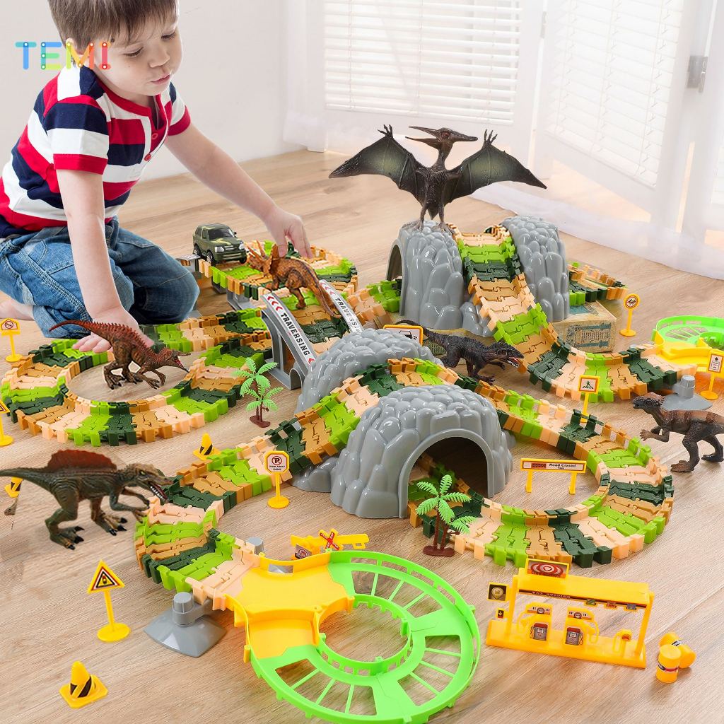 TEMI Electric Vehicle Track Jurassic Park Puzzle Track Car Game ...