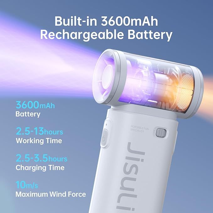 JISULIFE life 9 5000 Mah battery capacity portable Mini Fan Hand Held 3 ...