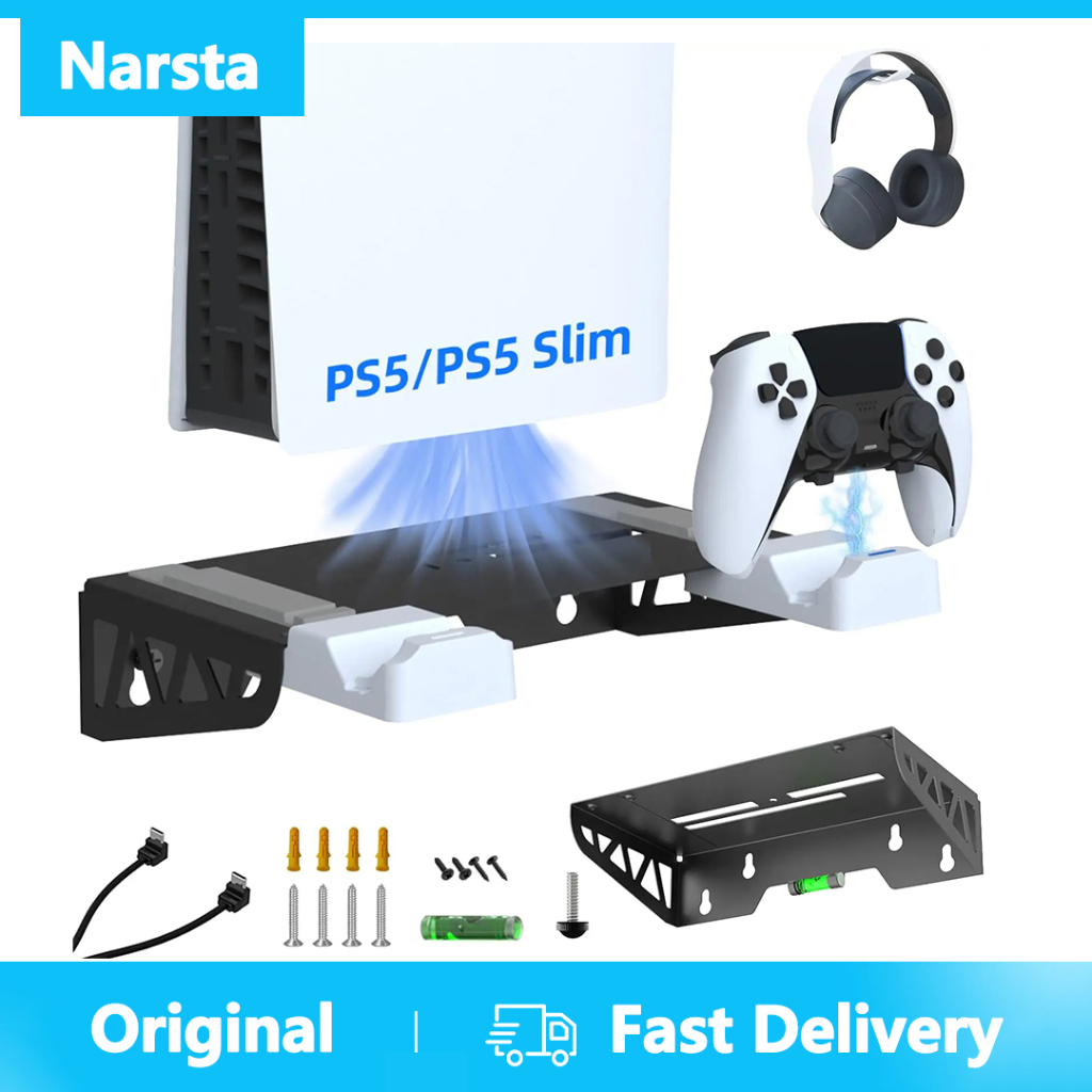 For PS5/PS5 Slim Wall Mount for PS5 with Fast Charging Station Steel ...