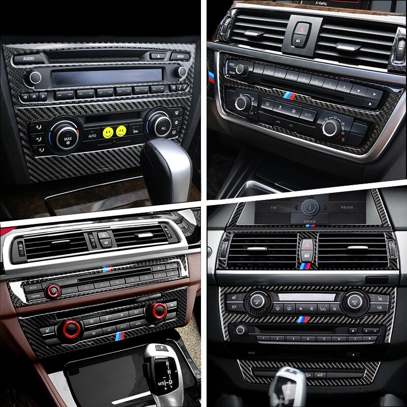 Carbon Fiber Car Air Conditioning CD Panel Cover Sticker For BMW X5 X6 ...