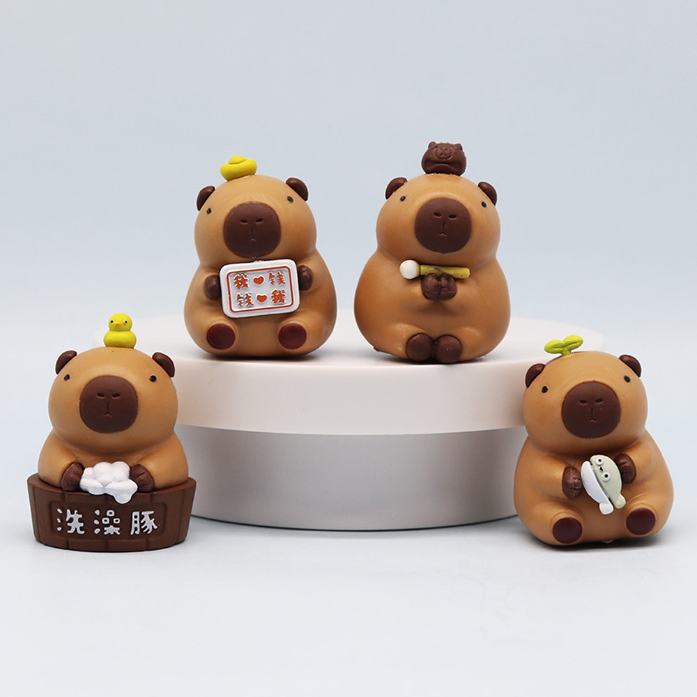 4Pcs/Set 5.5cm Cute Animal Capibara Capybara Figure Toys Simulation ...