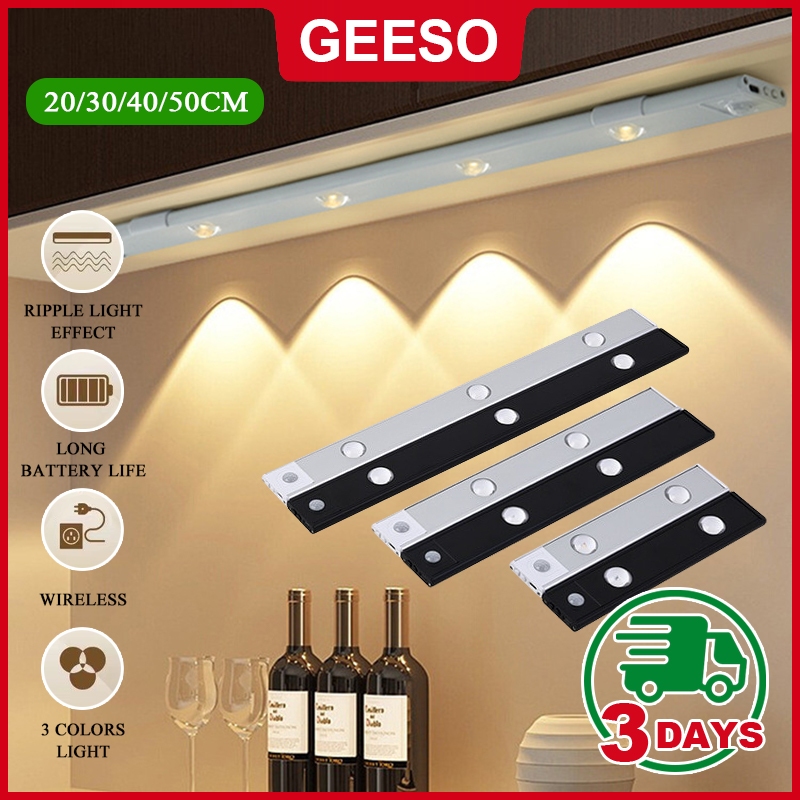 GEESO Motion Sensor Light 3 Color For Kitchen Cabinet Dimmable Cat Eye ...