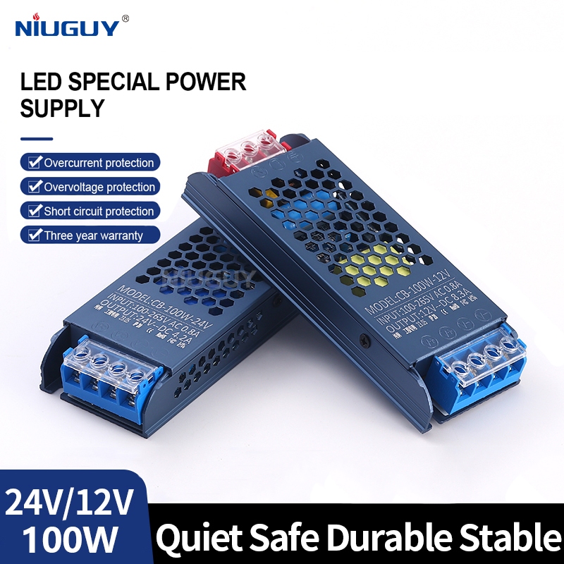 AC100V-265V ultra-thin LED power supply DC12V/24V silent lighting transformer 100W LED strip ...