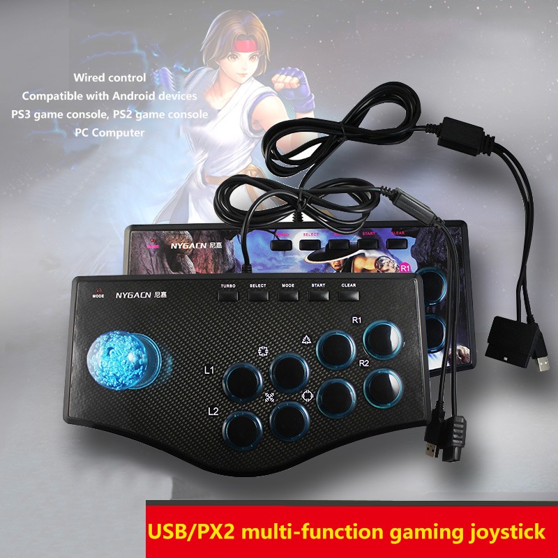 Wired King of Fighters arcade joystick with P2 computer TV projector game console joystick P3 ...