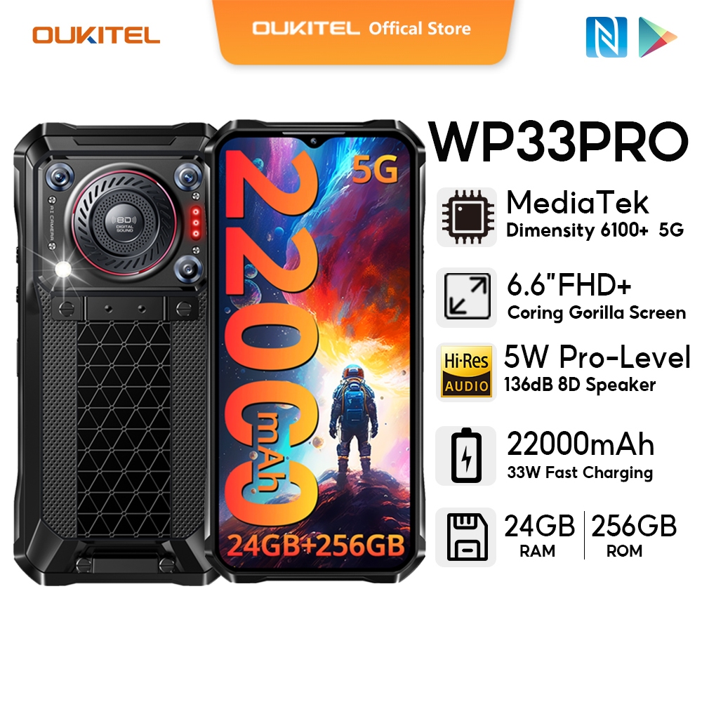 OUKITEL WP33 PRO 5G 24GB+256GB Mobiles 6.6" FHD+ Display Rugged phone ...