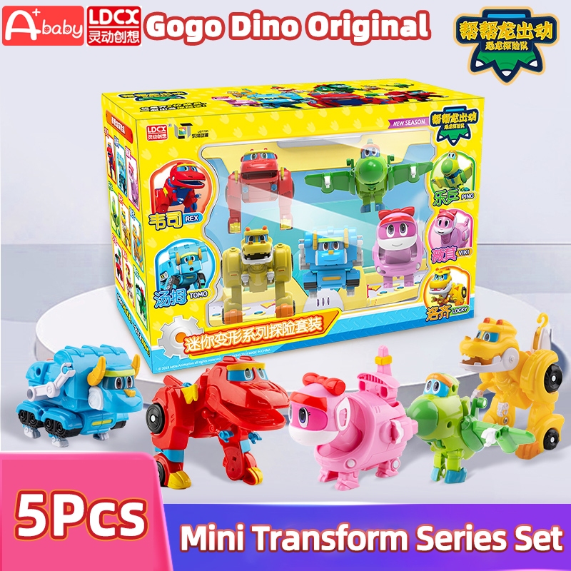 [A+baby]5PCS Gogo Dino Mini Trans Dinosaur Toys Set Original Action ...