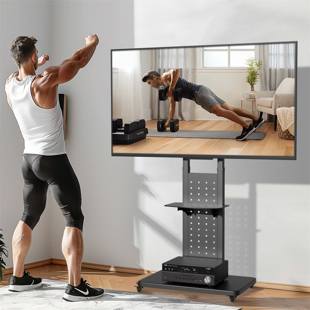 Heavy Mobile TV Floor Mount Stand on Wheels Large for 32’’-65” TV ...